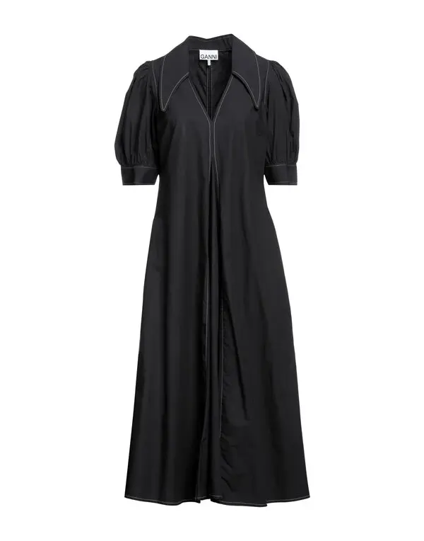 GANNI Midi Dress In Organic Cotton - Black