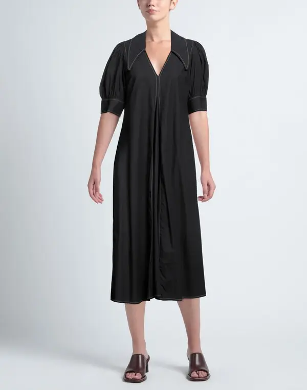 GANNI Midi Dress In Organic Cotton - Black