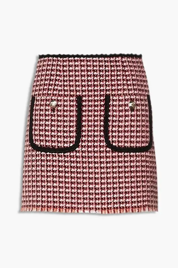 Maje Buttonembellished Tweed Mini Skirt - Fuchsia