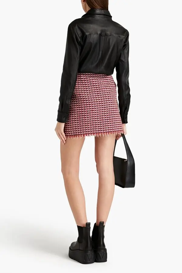 Maje Buttonembellished Tweed Mini Skirt