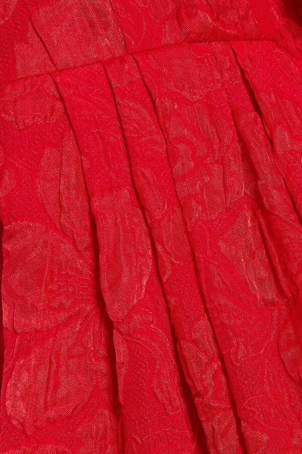 Stella McCartney Mireya Belted Pleated Silk-jacquard Playsuit
