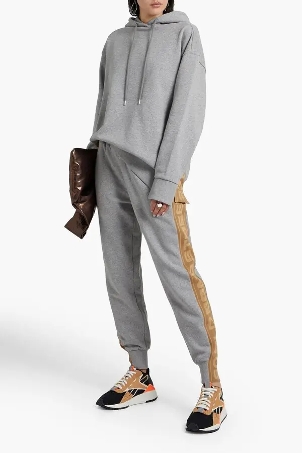 Stella McCartney Jacquard-trimmed Cotton-fleece Hoodie - Gray