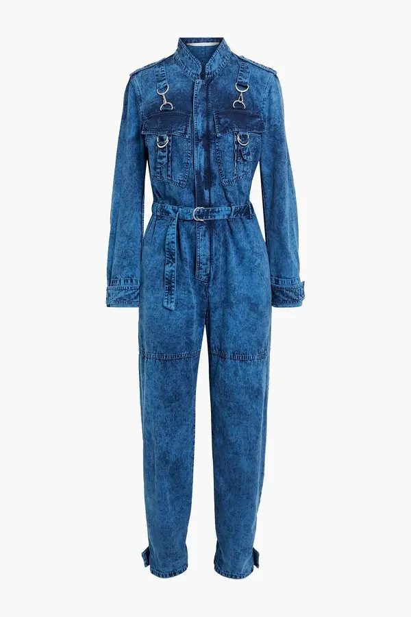 Stella McCartney Belted Buckle-detailed Denim Jumpsuit - Blue