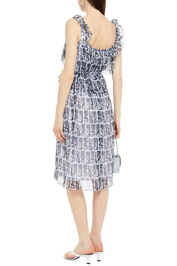 Kenzo Tiered Printed Crepon Dress