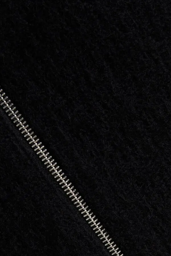 GANNI Brushed Ribbedknit Zipup Sweater