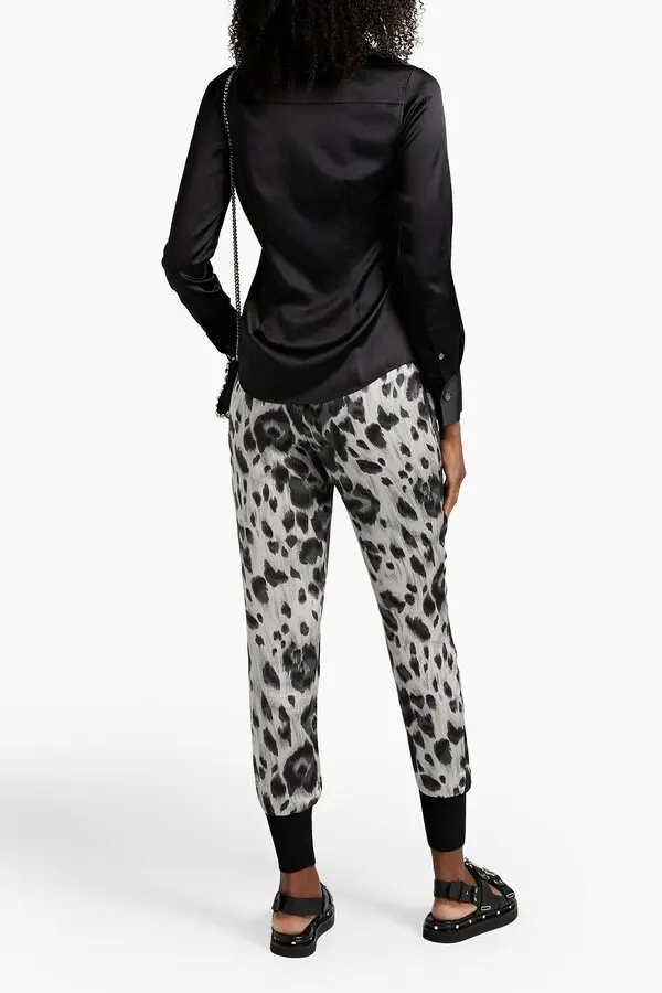 Stella McCartney Leopard-print Silk-satin Tapered Pants