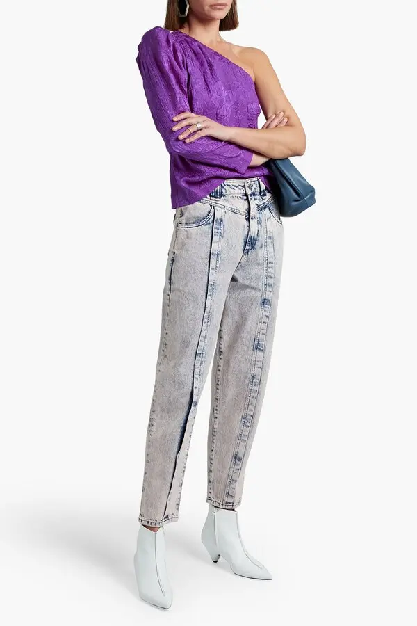 Stella McCartney One-sleeve Silk-cloqué Top