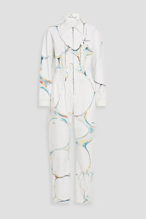 Stella McCartney Printed Denim Jumpsuit - White