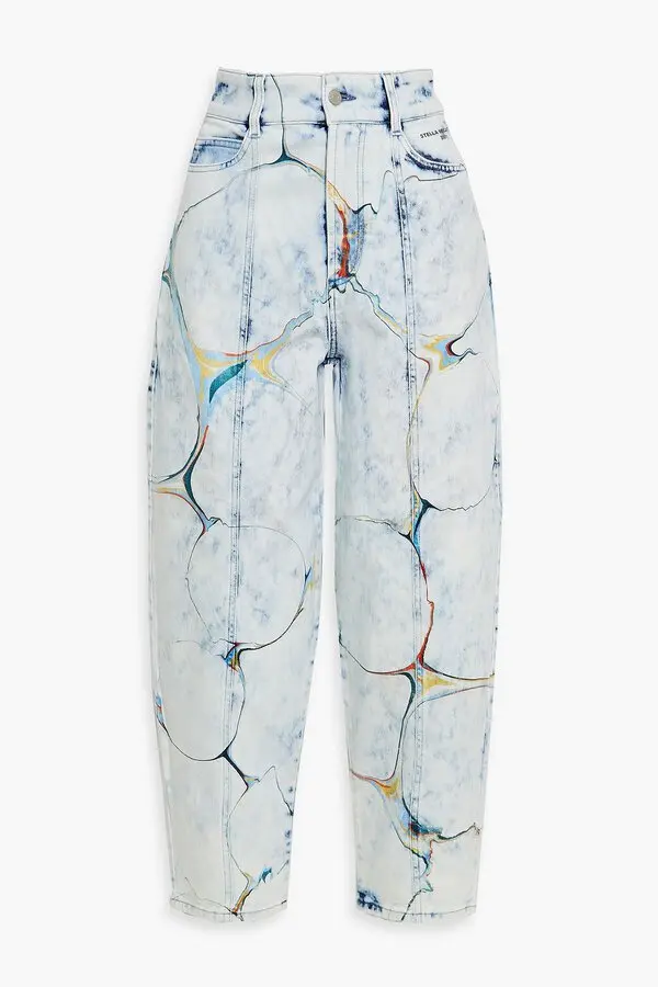 Stella McCartney High-rise Tapered Jeans In Painted Acid Wash - Light Denim
