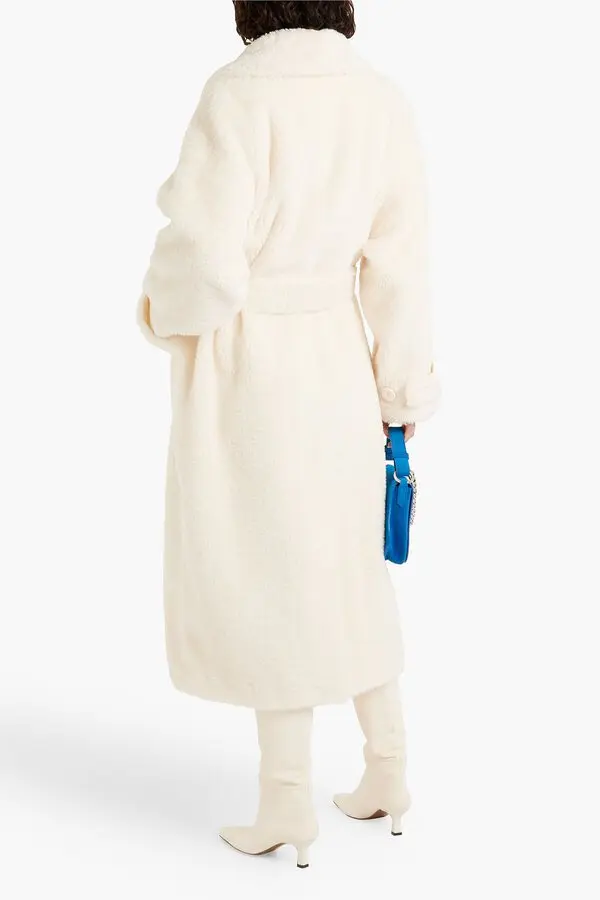 STAND STUDIO Tinley Faux Fur Belted Coat
