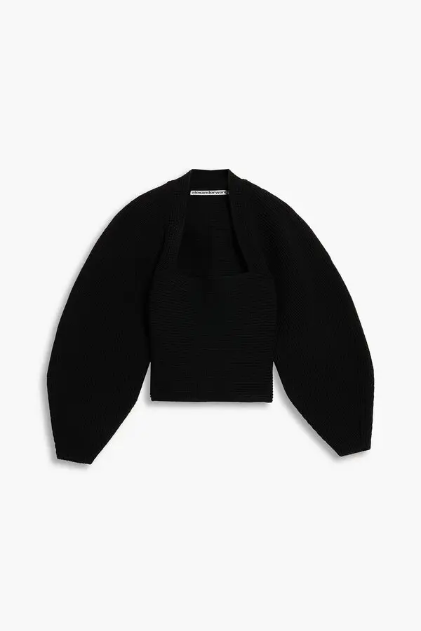 Alexander Wang Integral Shrug Ribbedknit Sweater - Black
