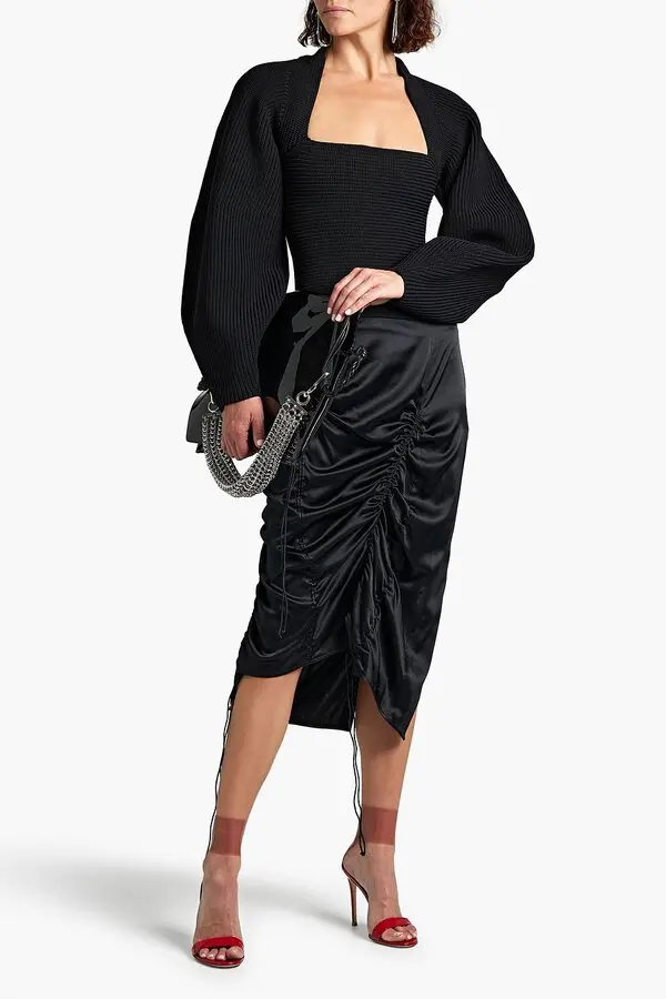 Alexander Wang Integral Shrug Ribbedknit Sweater - Black