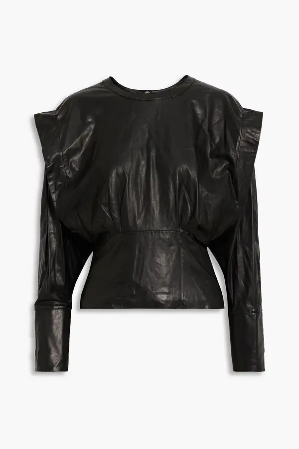 IRO PARIS Nagoya Ruffled Leather Top
