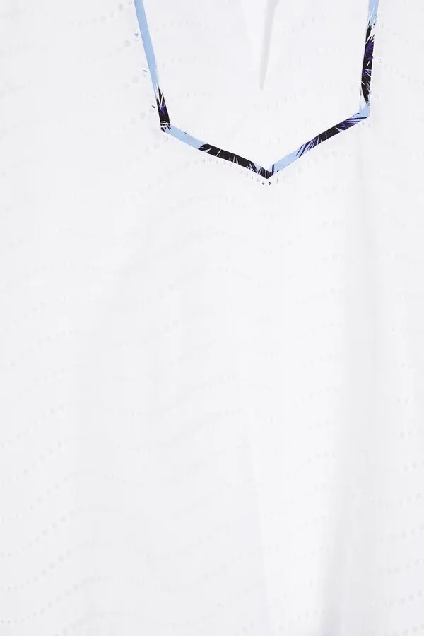 Kenzo Broderie Anglaise Cotton Top With Printed Trims