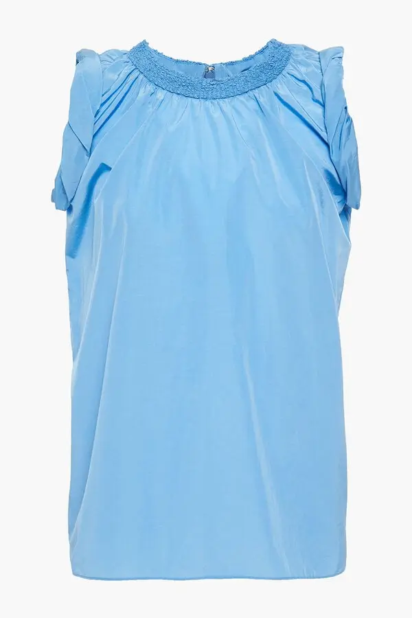 Kenzo Shirred Gathered Poplin Top - Light Blue