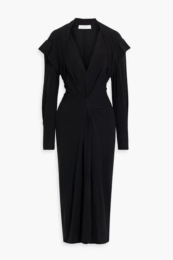IRO PARIS Sibala Draped Stretch-cotton Midi Dress - Black