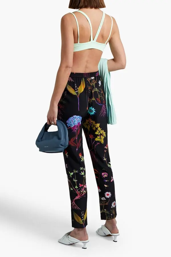 Stella McCartney Floral-print Silk Crepe De Chine Tapered Pants