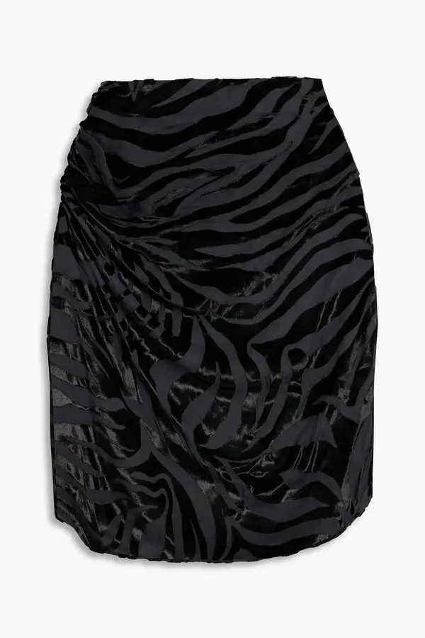 IRO PARIS Nizart Ruched Devoré-velvet Mini Skirt