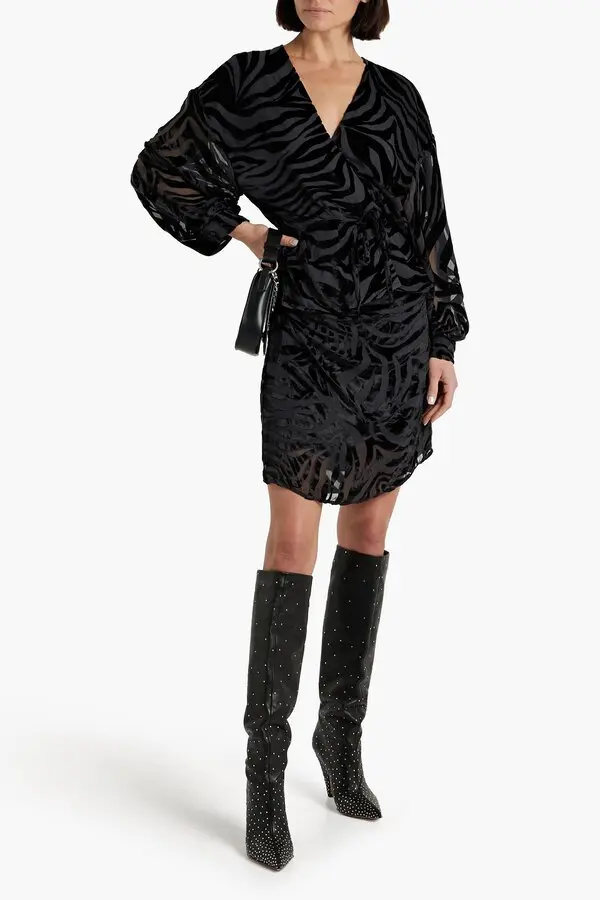 IRO PARIS Nizart Ruched Devoré-velvet Mini Skirt