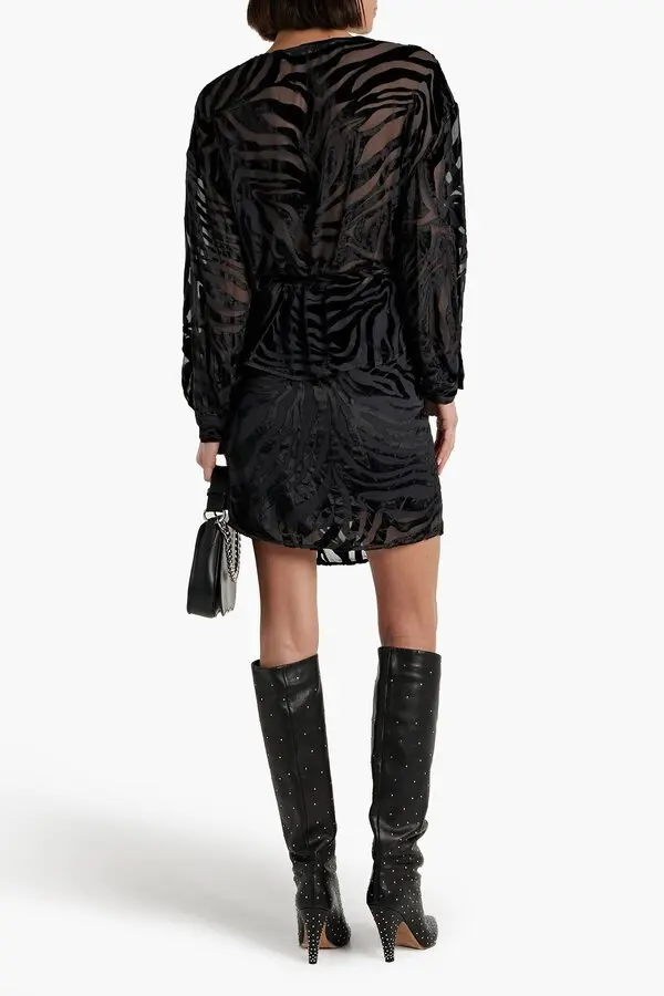 IRO PARIS Nizart Ruched Devoré-velvet Mini Skirt
