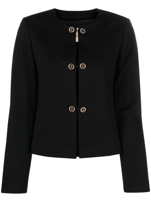 TWINSET Cropped Blazer With Logo Buttons