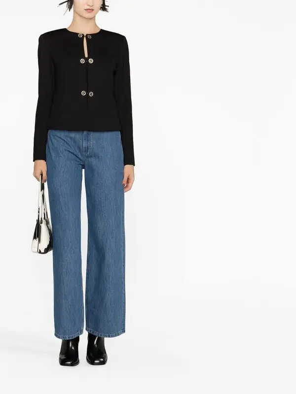 TWINSET Cropped Blazer With Logo Buttons