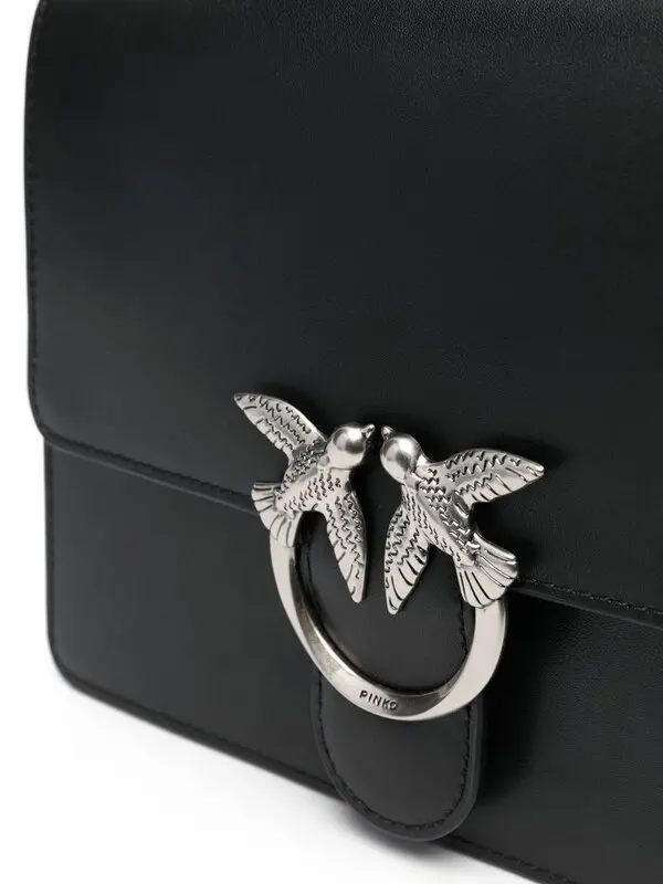 Pinko Love Birds Leather Tote Bag - Black