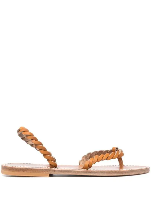 K.JACQUES Braided Leather Thong Sandals - Brown