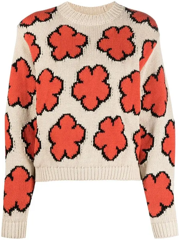 Kenzo Boke Flower Intarsia-knit Jumper - Neutrals