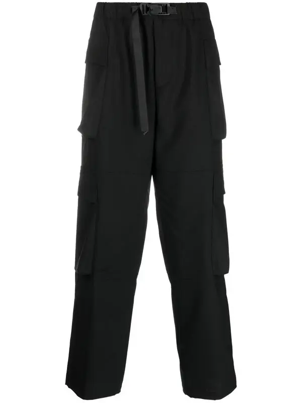 BONSAI Buckle-fastening Belted Cargo Trousers - Black