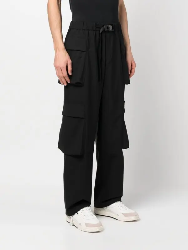 BONSAI Buckle-fastening Belted Cargo Trousers - Black