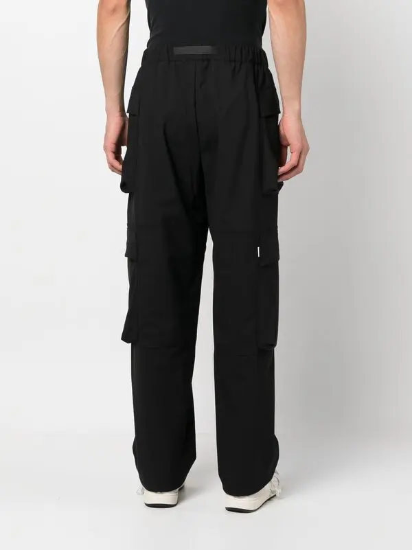 BONSAI Buckle-fastening Belted Cargo Trousers - Black