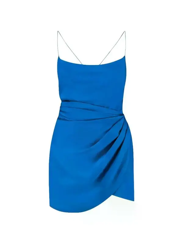 Gauge81 Shiroi Scoop-neck Gathered Mini Dress - Blue