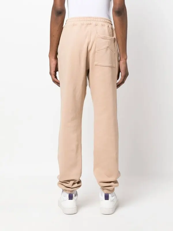 Rhude Embroidered-logo Cotton Track Pants - Neutrals