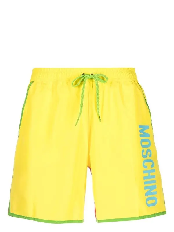 Moschino Colour-block Logo-print Swim Shorts - Yellow