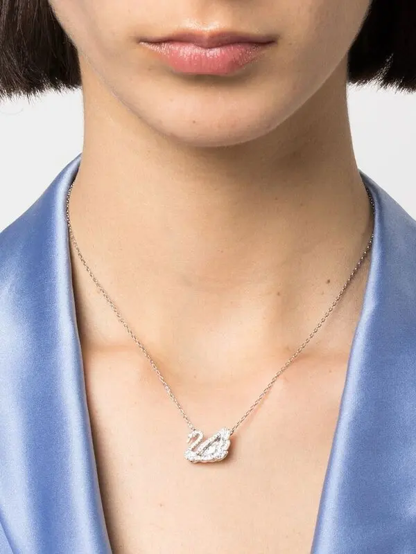 SWAROVSKI Crystal-embellished Logo Pendant Necklace - Silver