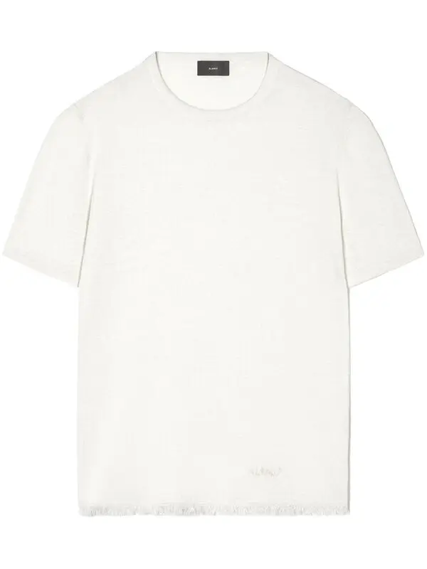 Alanui Frayed-trim Linen T-shirt - Neutrals