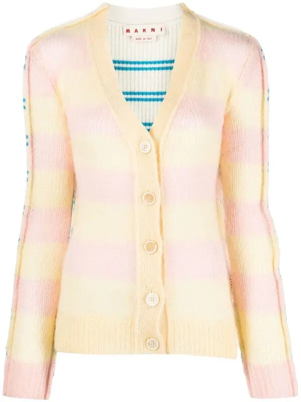 Marni Stripe-pattern Cardigan - Yellow