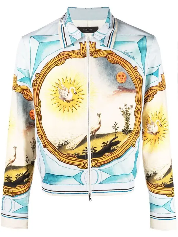 Amiri Landscape Frame Varsity Jacket - Blue