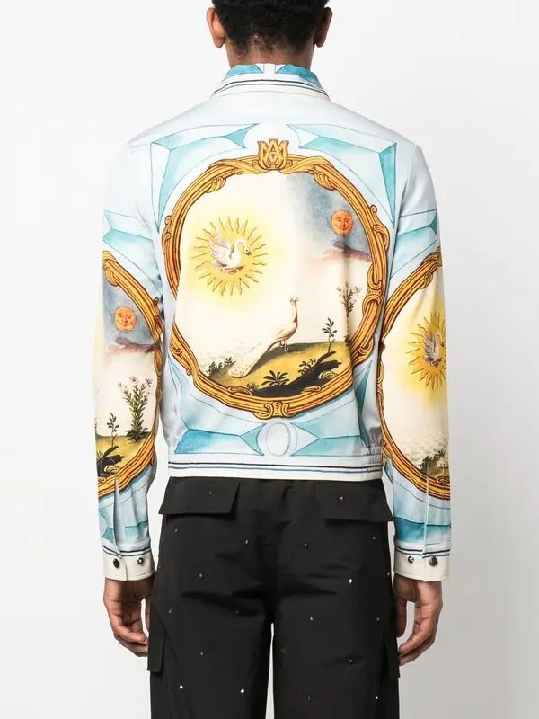 Amiri Landscape Frame Varsity Jacket - Blue