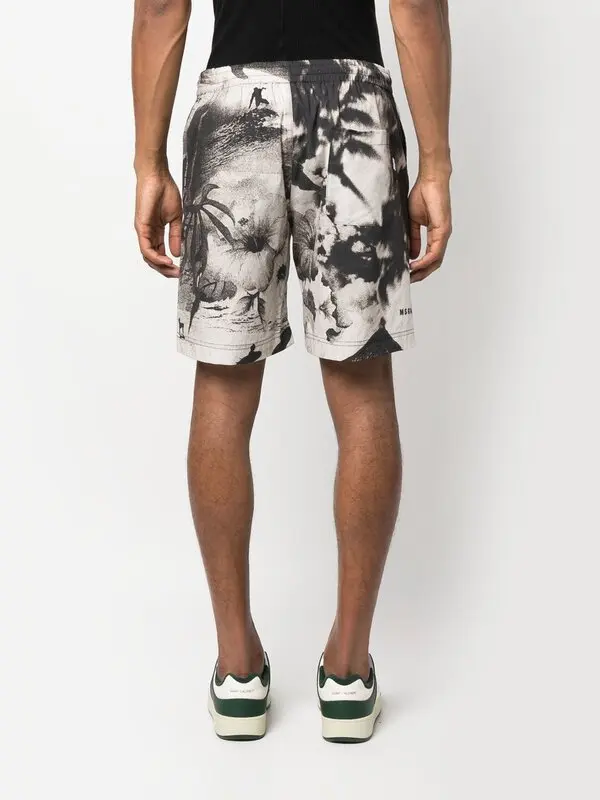 MSGM Graphic-print Track Shorts