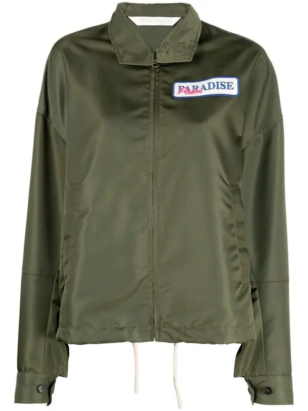 Palm Angels Embroidered-logo Zip-up Jacket - Green
