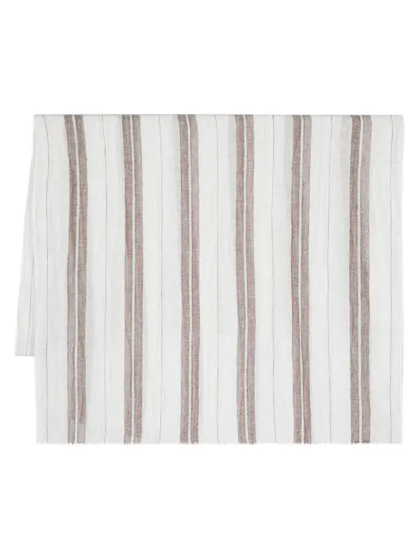 Brunello Cucinelli Striped Linen-blend Scarf - White