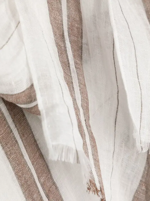 Brunello Cucinelli Striped Linen-blend Scarf - White
