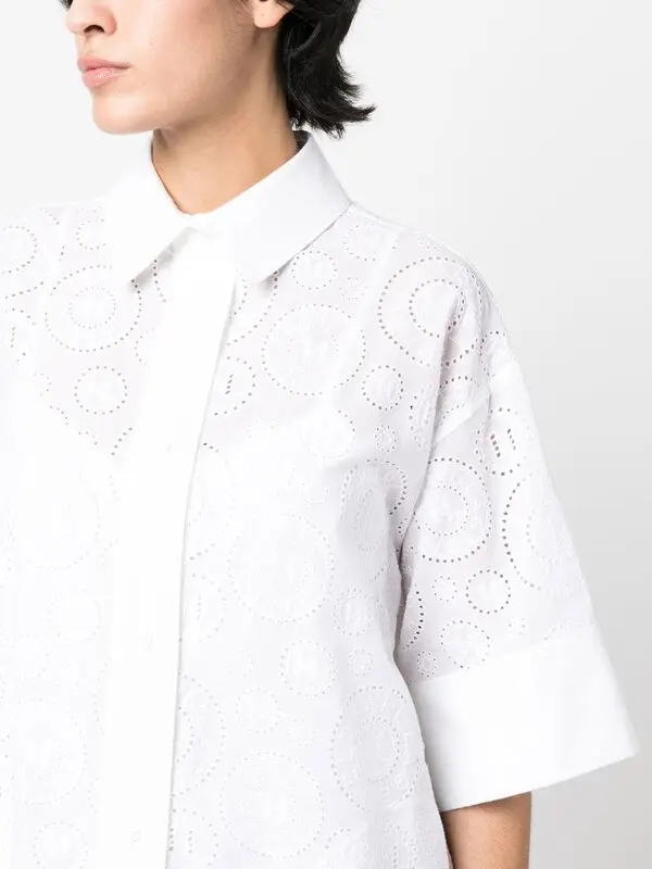Karl Lagerfeld Broderie Anglaise Mini Shirtdress - White