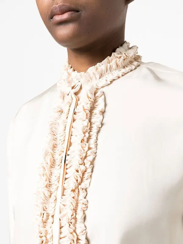 JIL SANDER Ruffle-trim Blouse - Neutrals