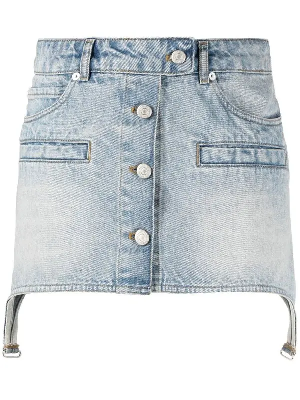 COURREGES Asymmetric Denim Miniskirt - Blue