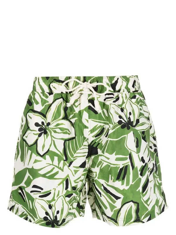 Palm Angels Floral-print Drawstring Swim Shorts - Green