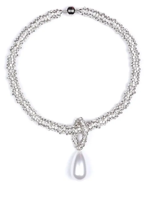 JULIETTA Pearl-pendant Crystal Necklace - White