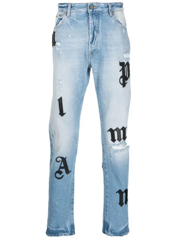 Palm Angels Logo-patch Straight-leg Jeans